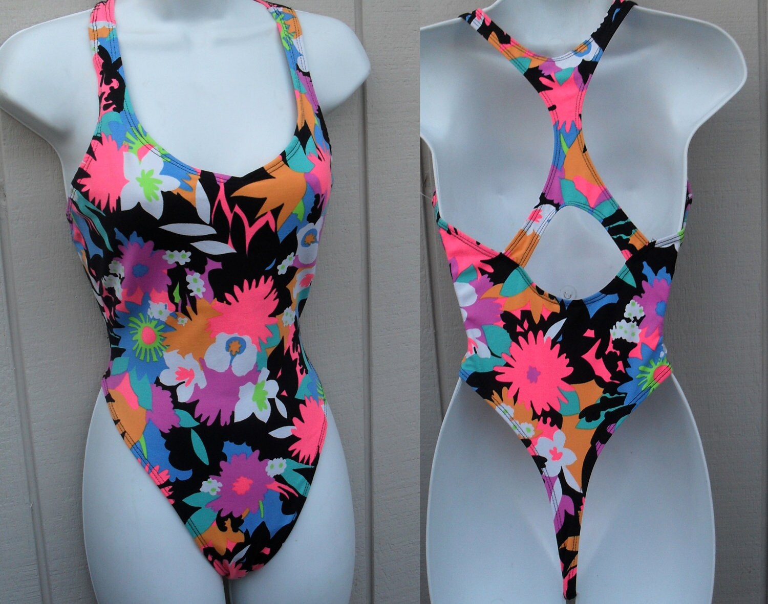 Vintage 80s Thong Leotard With Racerback By Gilda Marx By Betseydo