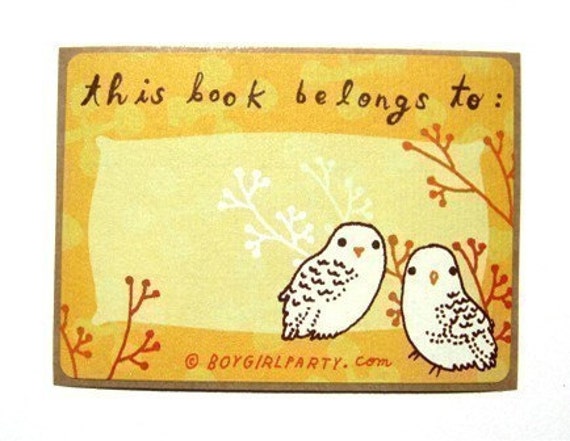Owl This Book Belongs To label sticker ex libris by boygirlparty