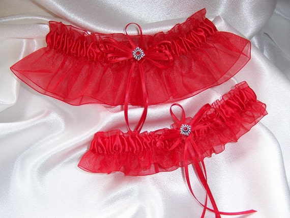 Elegant Red Wedding Garter Set By Gartersbykristi On Etsy