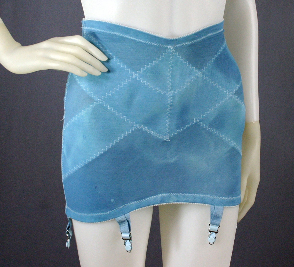 Items Similar To 70s Hand Dyed Blue Adonna Open Bottom Girdle With Garters Medium Vintage