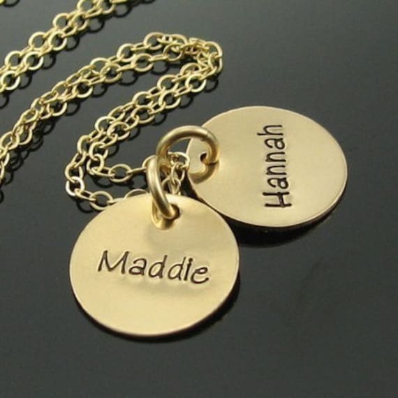 Items Similar To 14k Gold Personalized Name Necklace Double Engraved
