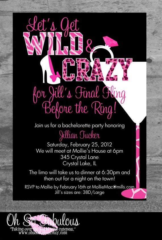 Wild And Crazy Bridal Shower Bachelorette By Ohsofabulous