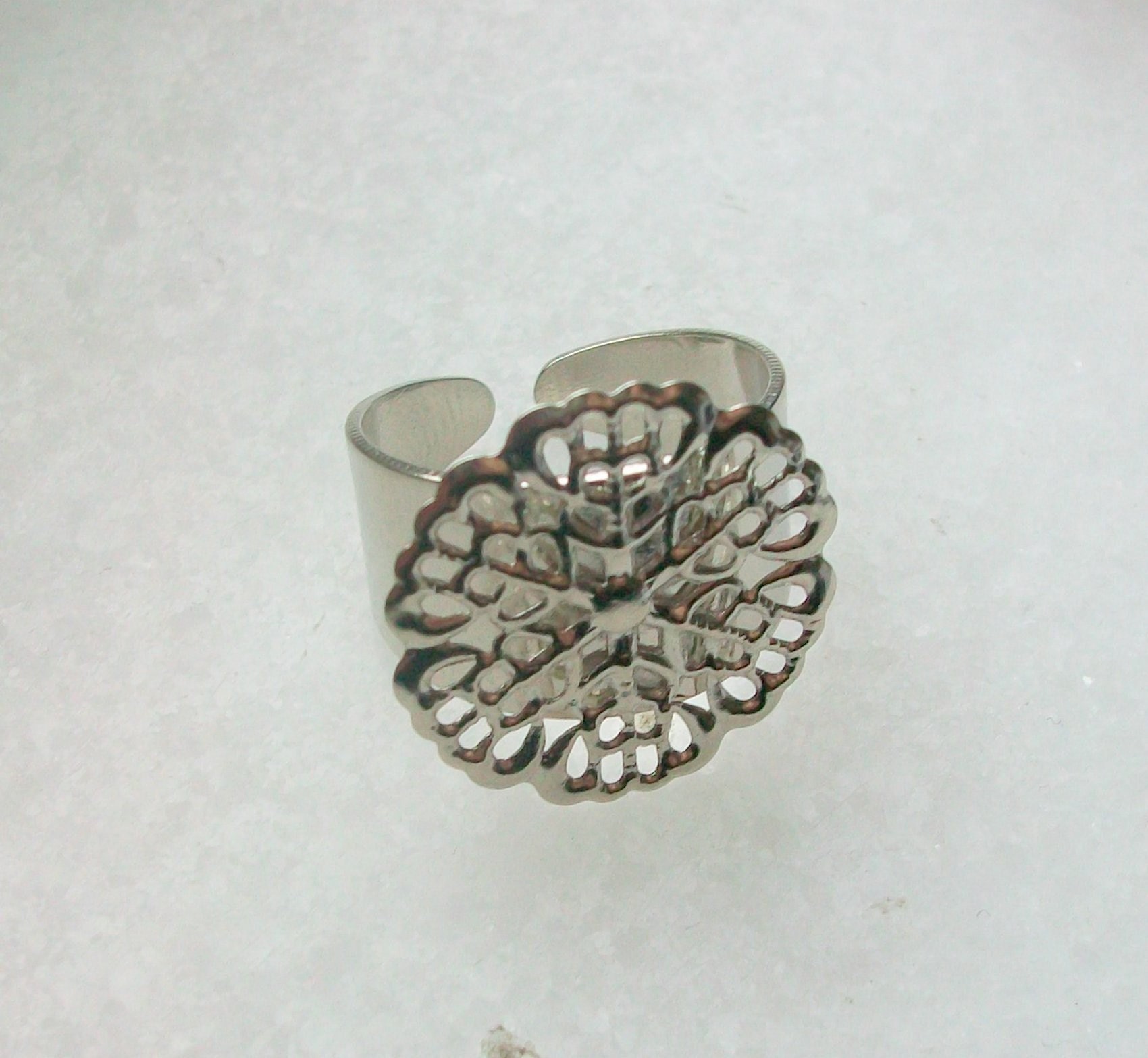 Silver Plated Brass Ring Base With Filigree By Loriennasupplies