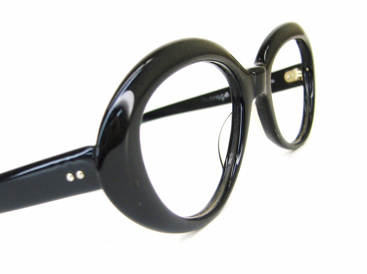 Vintage 60s Black Oval Cat Eye Eyeglasses By Vintage50seyewear