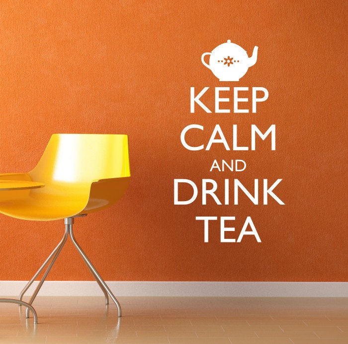 Items similar to Keep Calm and Drink Tea Vinyl Wall Decal Text Wall ...