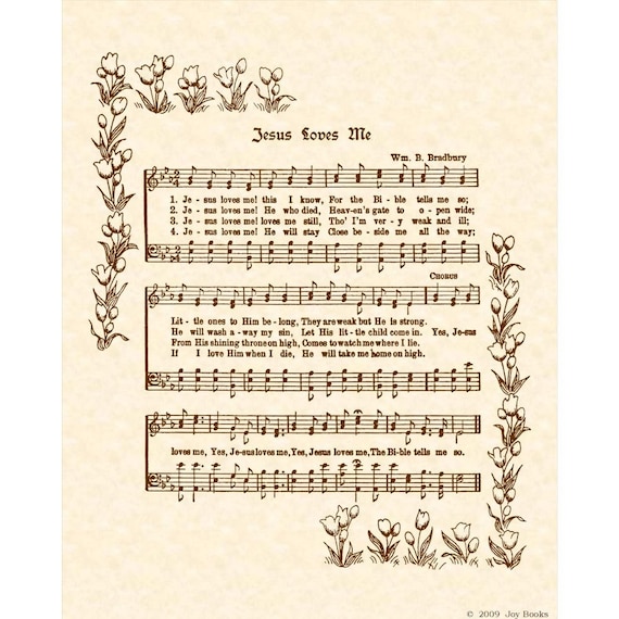 Jesus Loves Me 8 X 10 Antique Hymn Art Print By Vintageverses