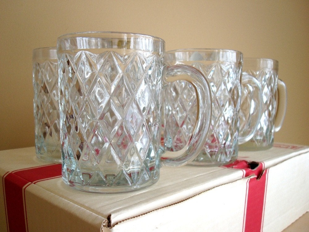 Crystal Beer Mugs Drinking Glasses Vintage By Sunnydayvintage