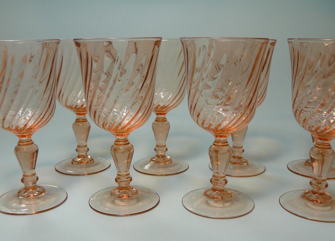 Set Of Vintage French Pink Wine Glasses By Parkandbeach On Etsy