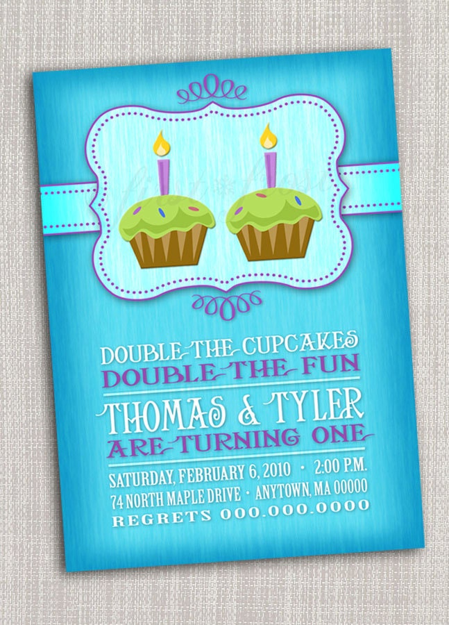 Twins First Birthday Party Invitation By Firstfrostdesigns