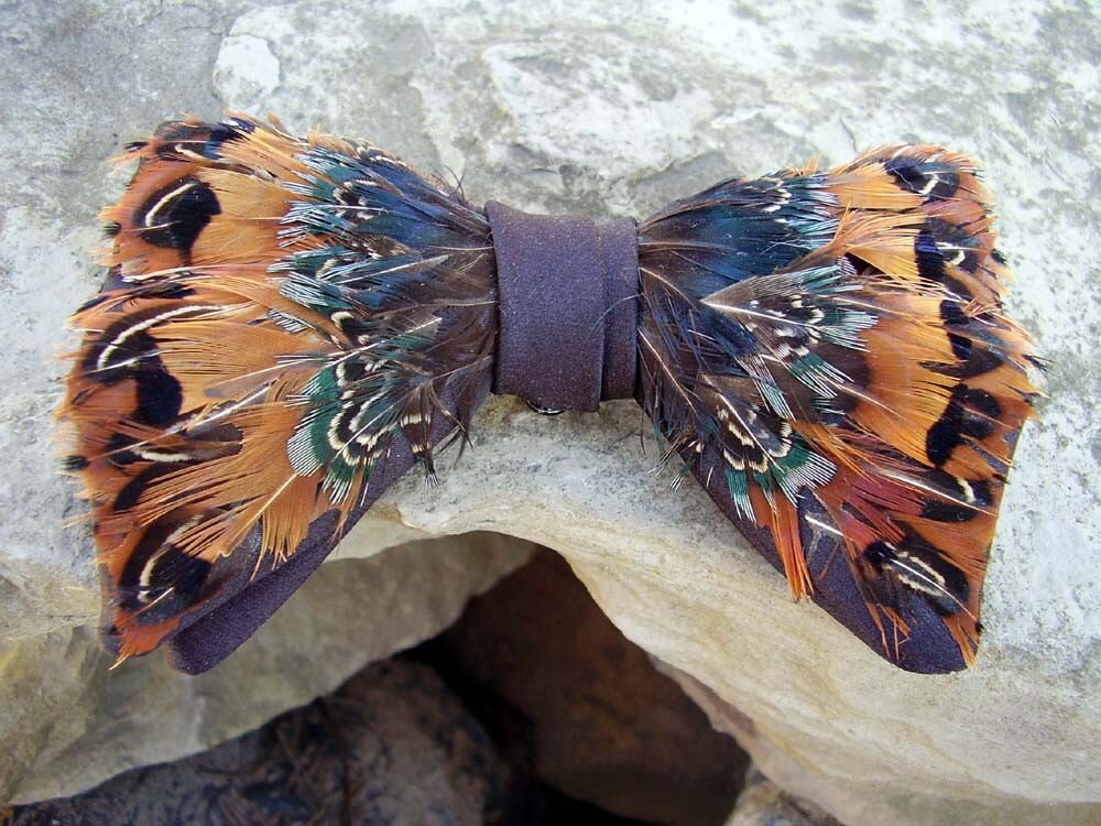 Peacock Feather Bow Tie Vintage Rockabilly By Missufo On Etsy
