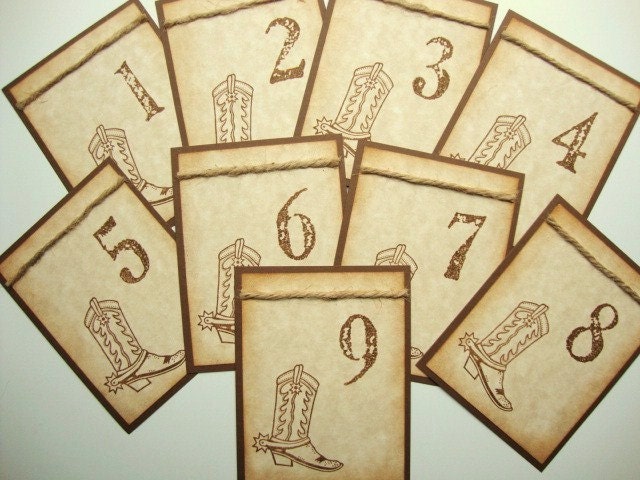 Items similar to Wedding Table Numbers Country Western Cowboy Rustic on ...