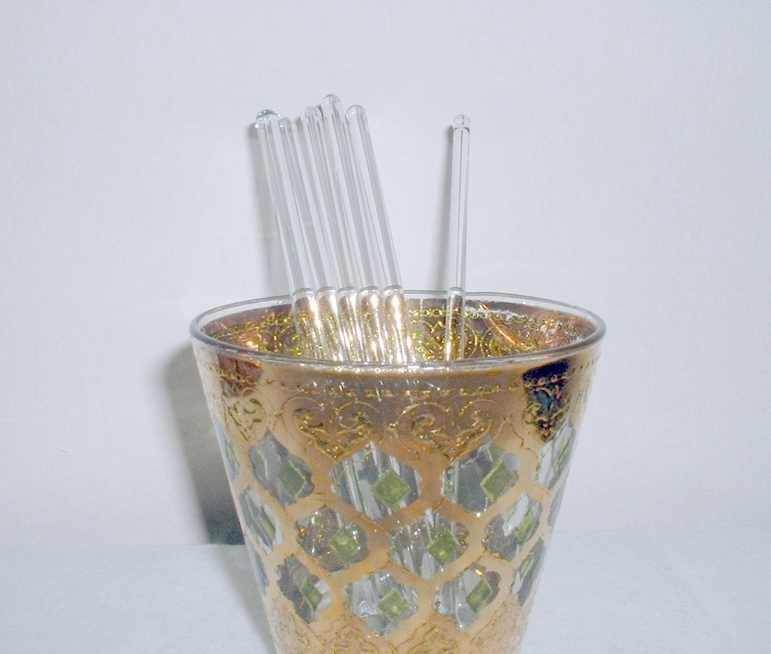 Vintage Glass Swizzle Sticks Drink Stirrers 6 by ClassicMemories Vintage Glass Swizzle Sticks Drink Stirrers 6 by ClassicMemories