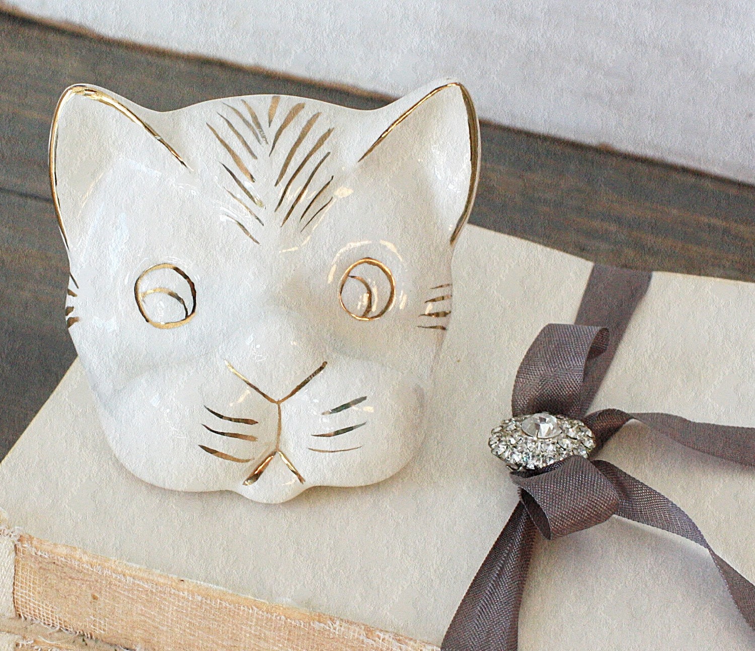 Vintage Ceramic Cat Eyeglass Holder By Clothandpatina On Etsy