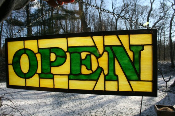 Stained Glass Open Sign By Imakeglass On Etsy