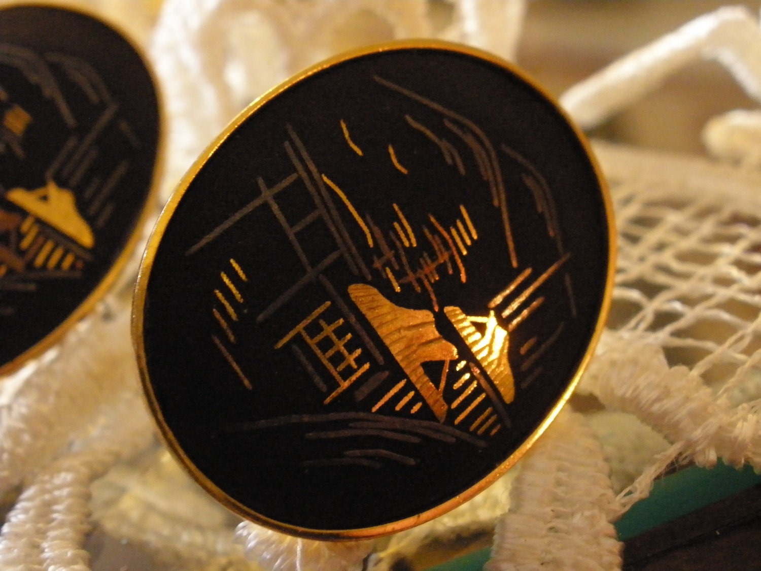 Amita Japan Damascene Earrings by Trash2Treasured on Etsy Amita Japan Damascene Earrings by Trash2Treasured on Etsy