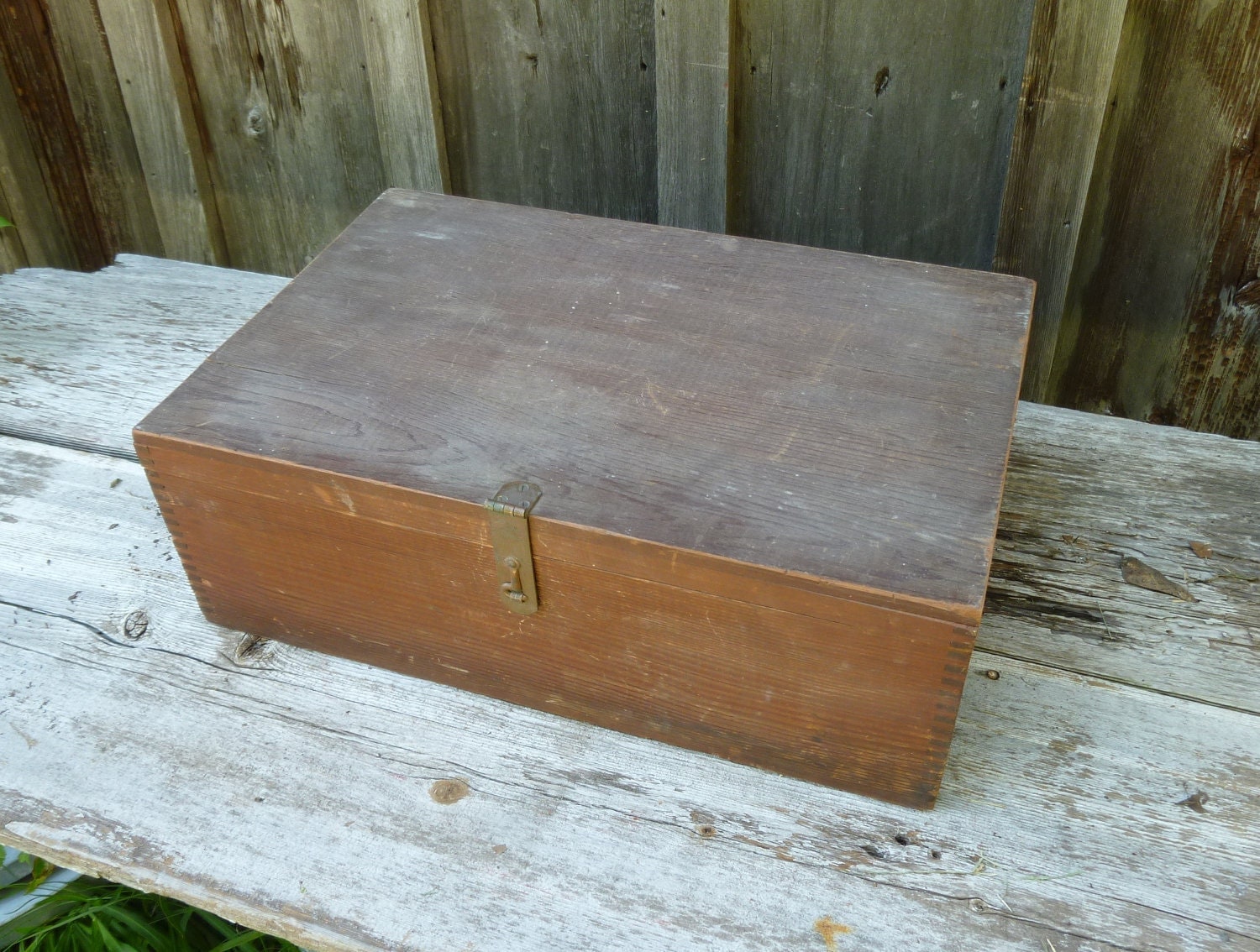 Large Vintage Wooden Storage Box With Hinged Lid By TexasReclaimed large-vintage-wooden-storage-box-with-hinged-lid-by-texasreclaimed