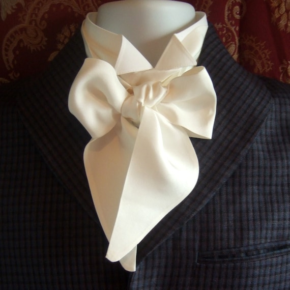 Victorian Bow Tie Cravat Ascot In Natural White By Storiadiversa