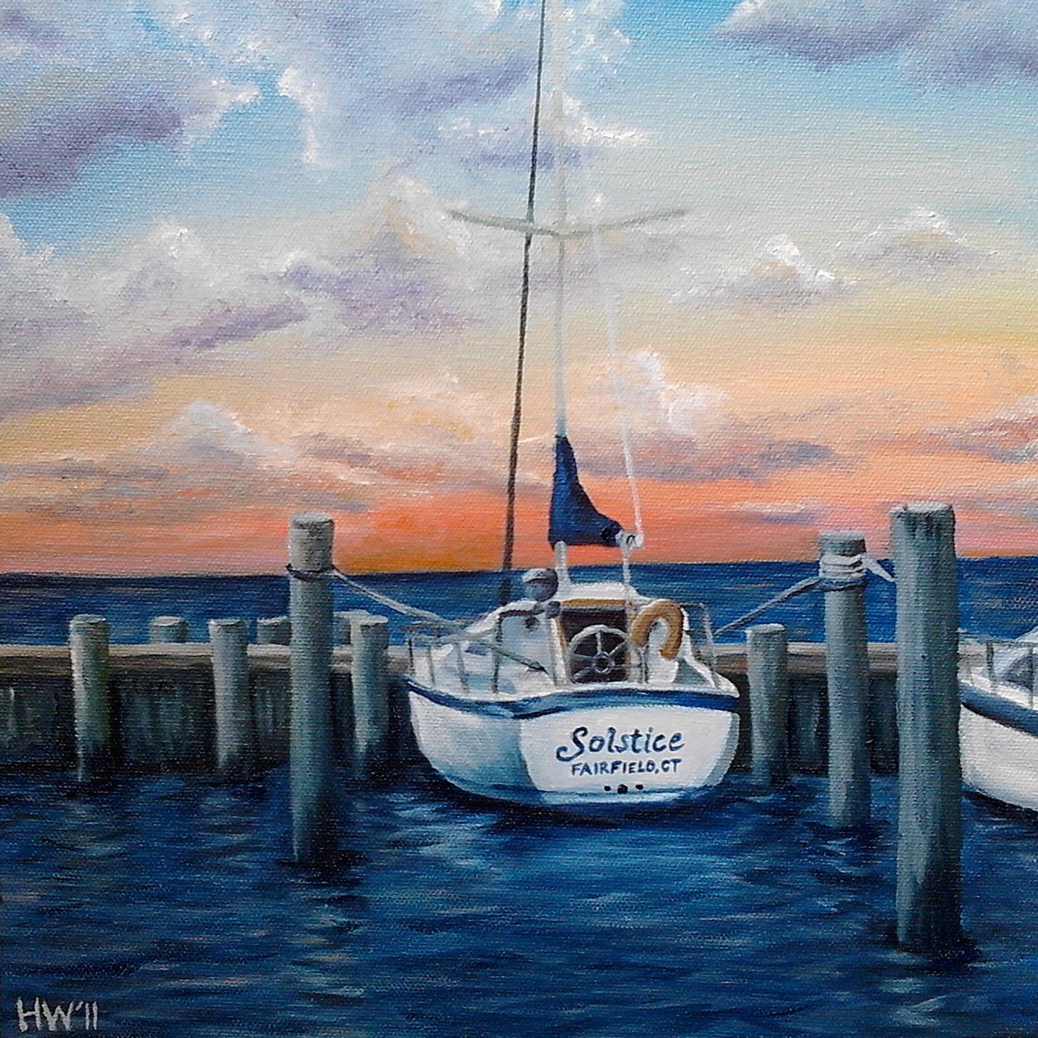 Nautical Sailboat Oil Painting Ocean Art Boat By SouthPawPaintings