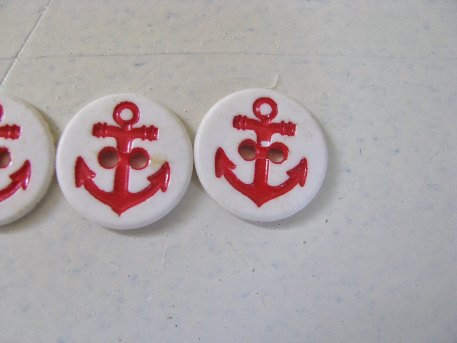Red Anchor Buttons Nautical Theme Vintage Sewing By Thisattic