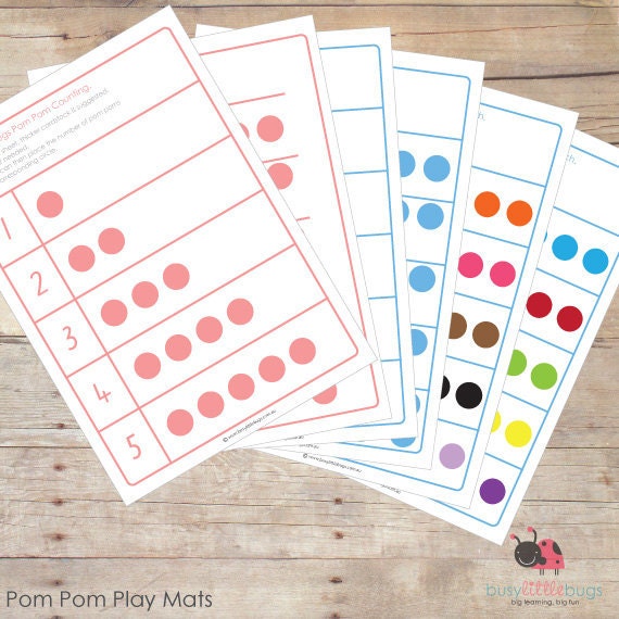 Colour and Number Pom Pom Play Mats by BUSYLITTLEBUGSshop on Etsy
