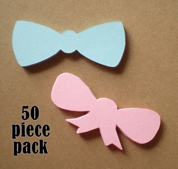 50 Bow And Bow Tie Cut Outs 3 Inch Gender By Honeylanepaperie