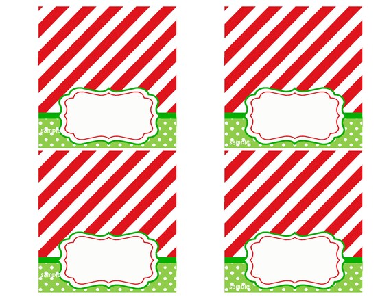 Items Similar To Christmas Party Tent Style Place Cards Printable 
