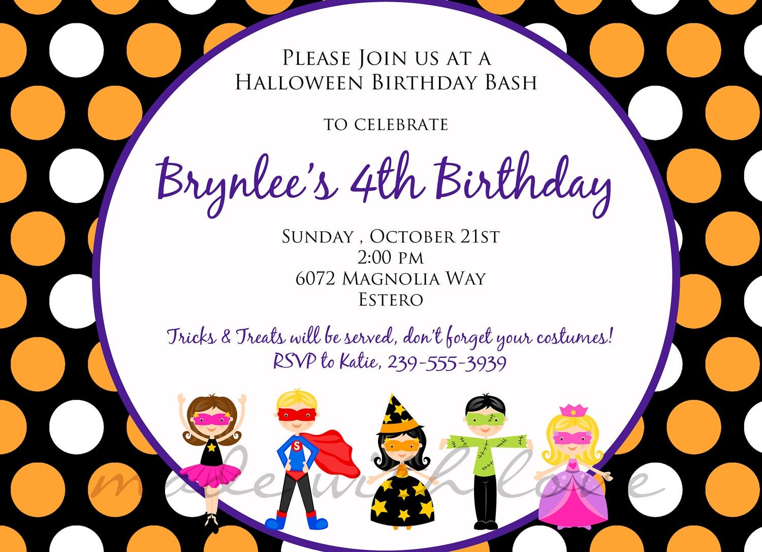 Items Similar To Halloween Kids A 5x7 Halloween Party Birthday 