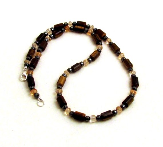Men's Genuine Tiger Eye Hematite and Citrine by MoonSoulJewelry Men's Genuine Tiger Eye Hematite and Citrine by MoonSoulJewelry