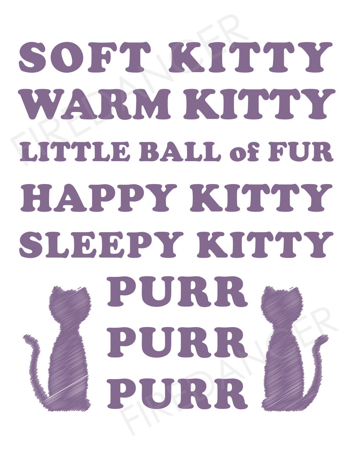 Items Similar To Soft Kitty Song Lyrics Wall Art Instant Printable On Etsy