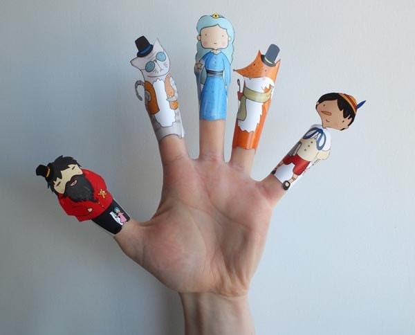 Pinocchio Hand Drawn Paper Finger Puppets By Curmilla by Curmilla