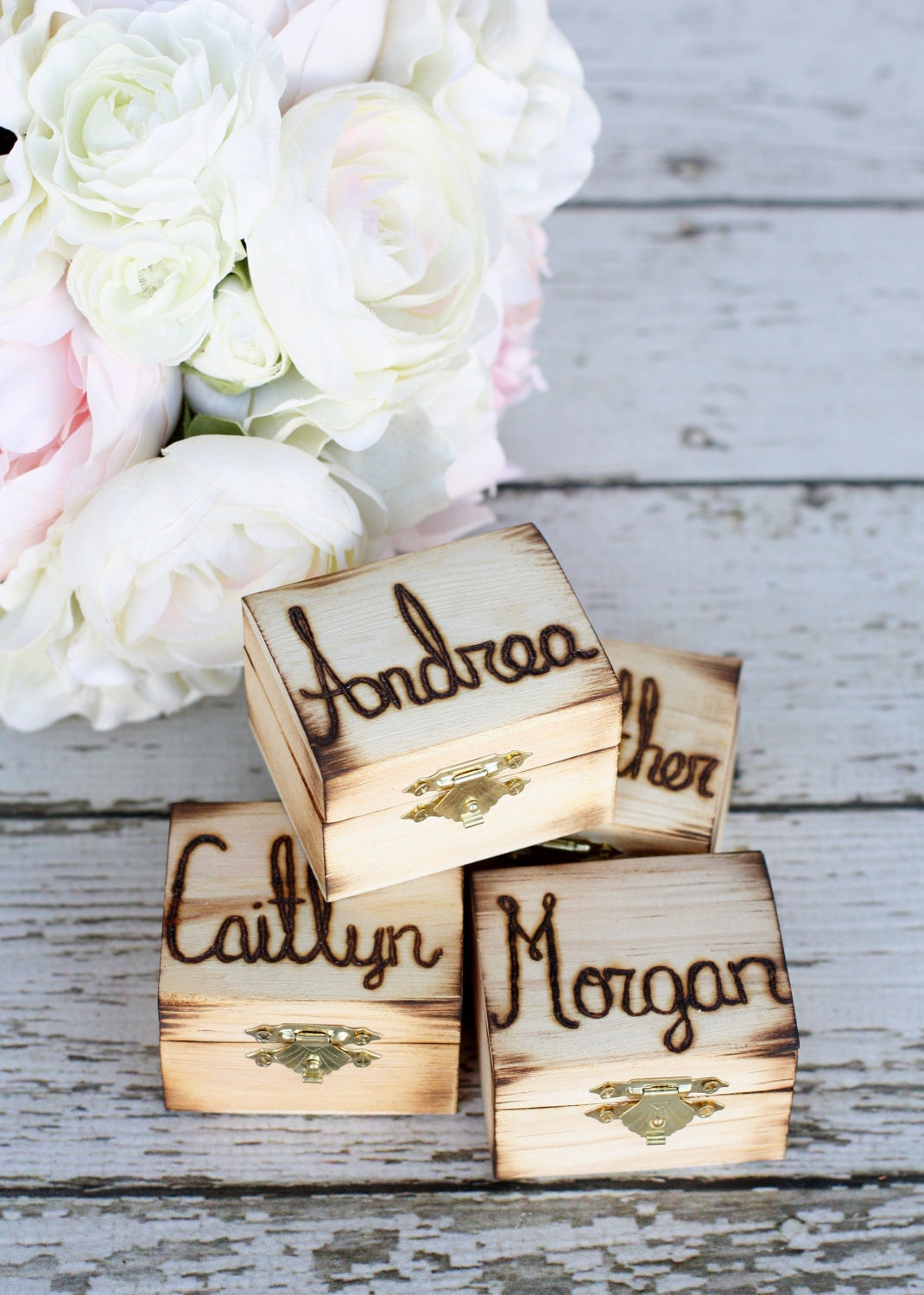 Rustic Personalized Bridesmaid Jewelry Boxes By Braggingbags