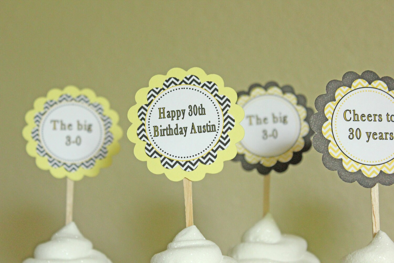 Happy 30th Birthday Cupcake Toppers By Bebopsandlemondrops On Etsy