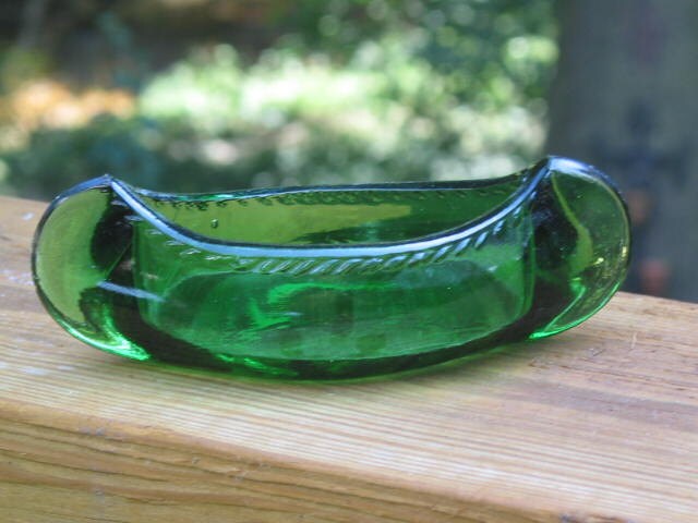 Vintage Green Depression Glass Canoe Boat Candy Dish By Junctique
