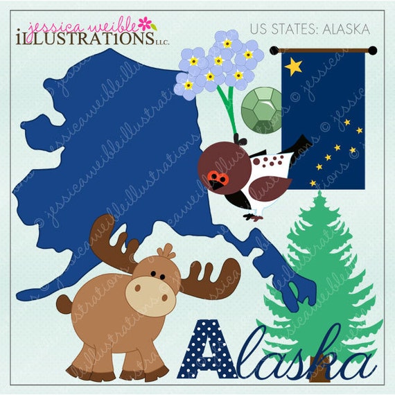 Alaska Cute Digital Clipart for Invitations by JWIllustrations