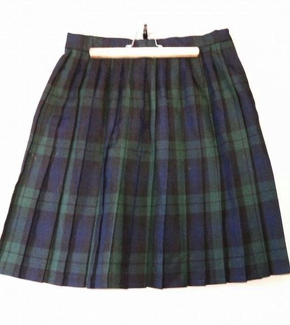 Vintage Red Green Plaid School Girl Skirt By Moreandmorevintage