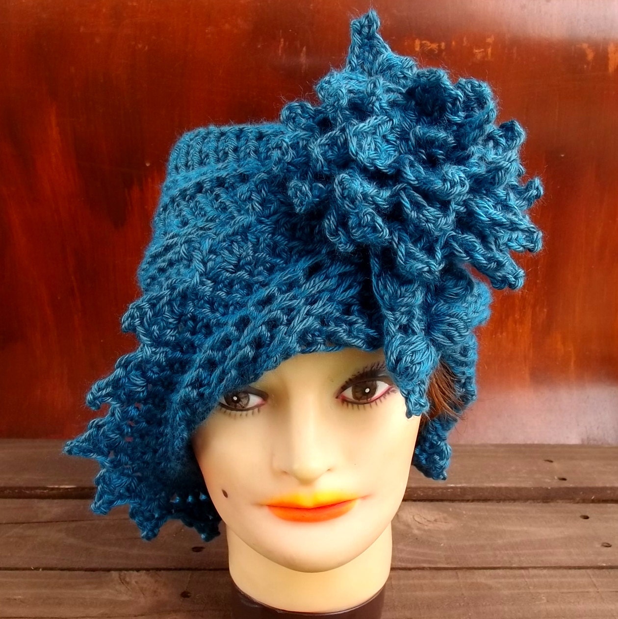Lauren Steampunk Hat Crochet Cloche Hat Crochet Flower Hat Womens