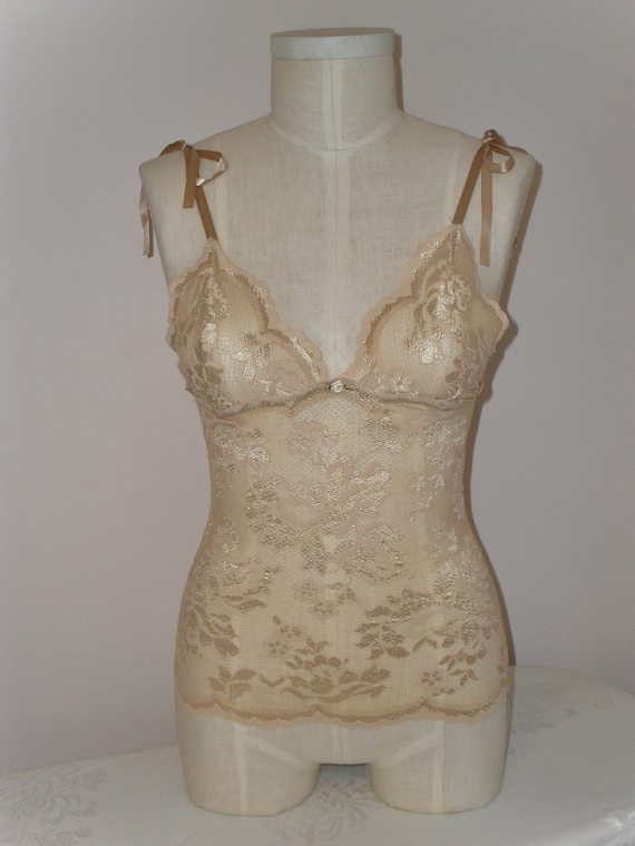 Ladies Gold Stretch Lace Camisole