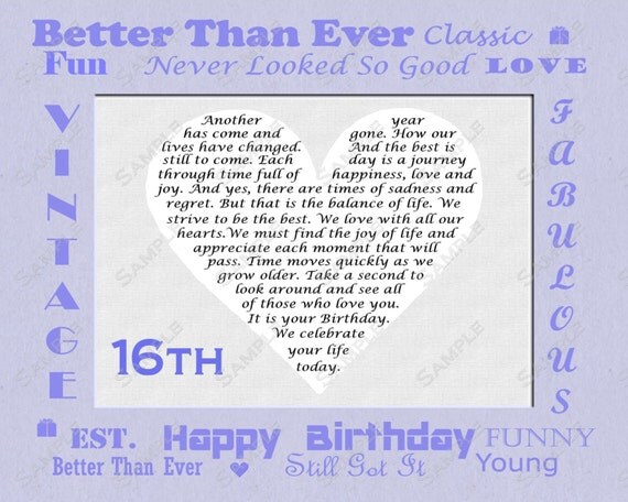 16th Birthday Gift Sweet Sixteen Birthday By Queenofheartgifts