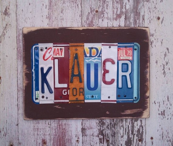 Personalized License Plate Sign Funky Word Block By Recycledartco personalized-license-plate-sign-funky-word-block-by-recycledartco