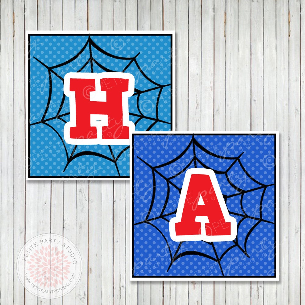 Items Similar To Spiderman Printable Happy Birthday Banner By Petite