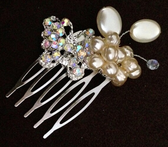 Crystal Butterfly Pearl Hair Comb