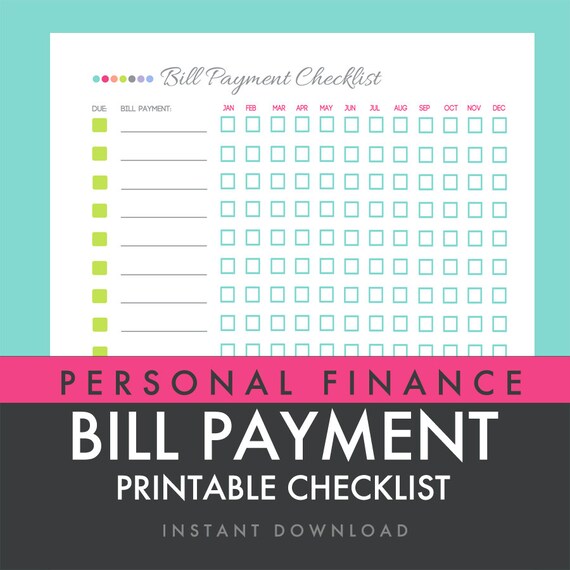Bill Payment Checklist Printable PDF Custom By FreshPaperieEtsy Bill Payment Checklist Printable PDF Custom By FreshPaperieEtsy