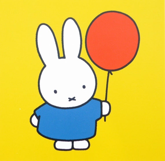 Items similar to Miffy with Balloon (Nijntje met ballon) Greetings Card / Notecard & Envelope ...