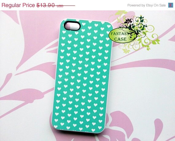 Sale Tiffany Blue Polka Heart Iphone 4 Case By Fantasycase