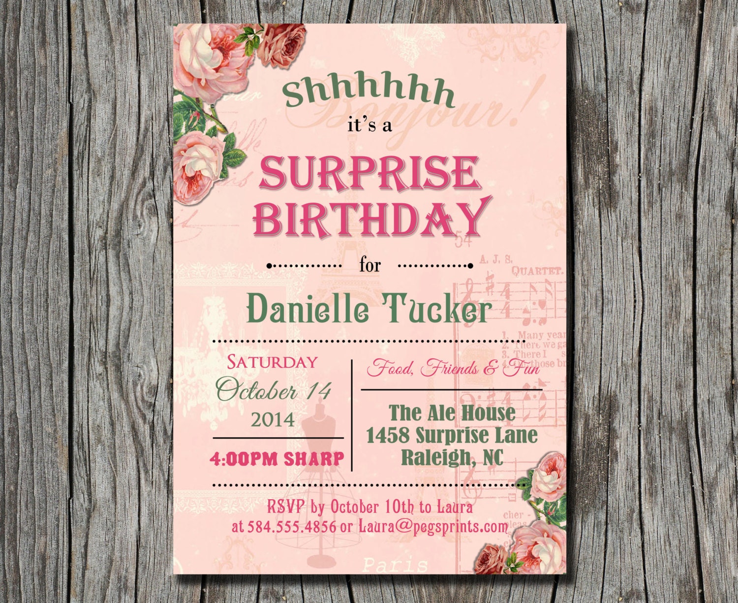 Adult Surprise Birthday Invitation Pink Printable By Pegsprints