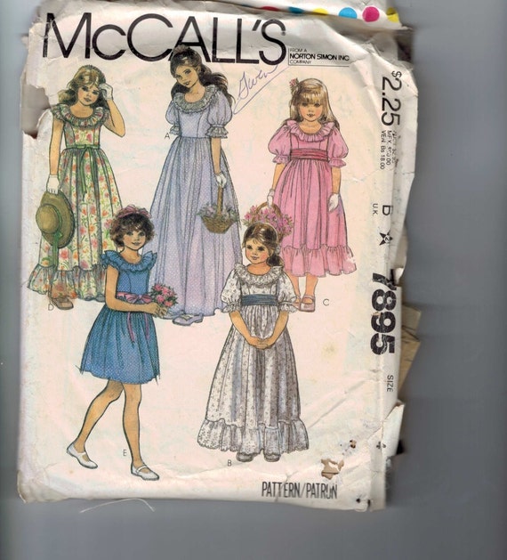 1980s Girls Vintage Sewing Pattern Mccalls By Historicallypatterns