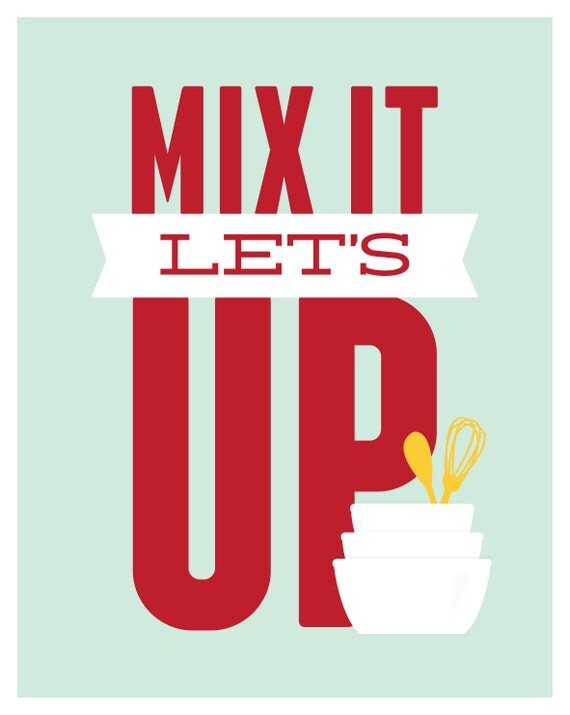 Let's Mix It Up kitchen art print in mint & by GraphicAnthology