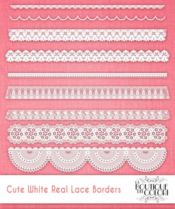 Cute White Lace Borders Clip Art Pack by LaBoutiqueDeiColori