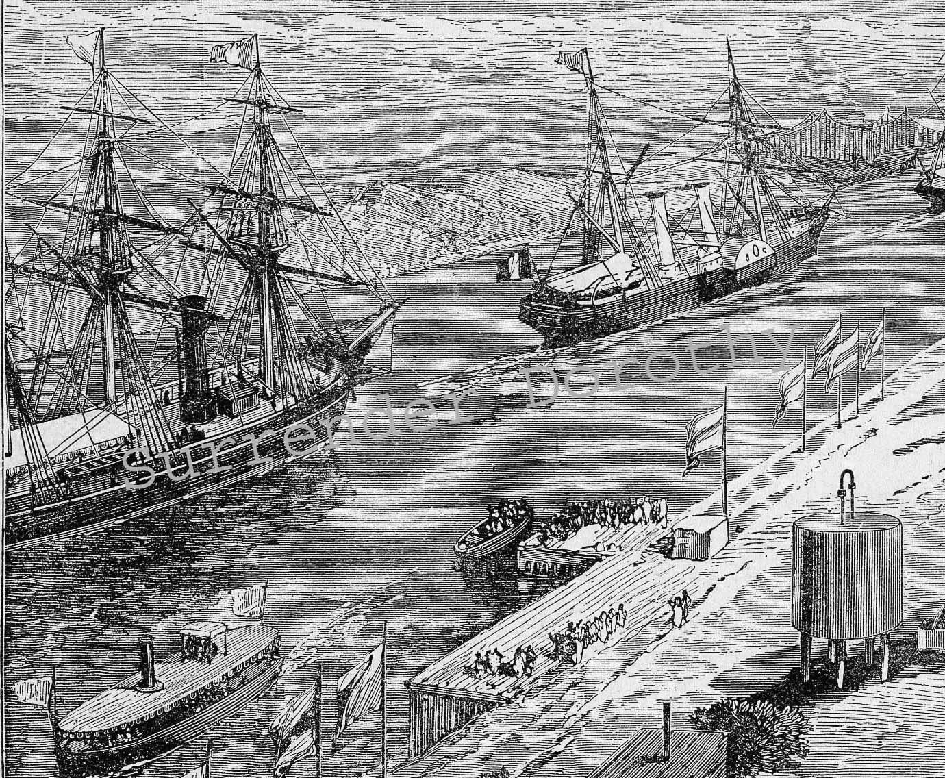 Suez Canal Grand Opening 1892 Vintage Victorian Natural
