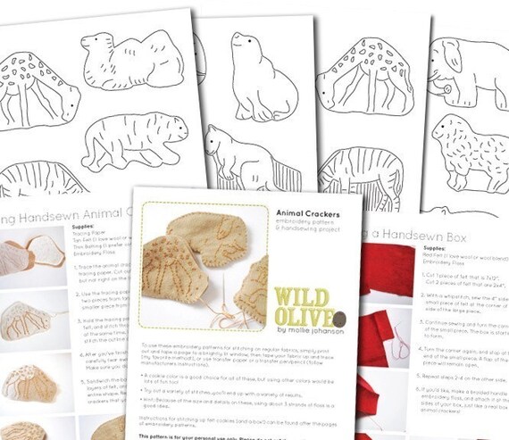 Animal Crackers Circus and Zoo Cookies Embroidery and